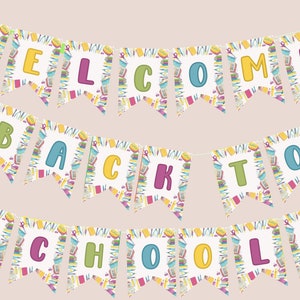 Back to School Banner Flags Welcome Back to School Classroom Decoration ...