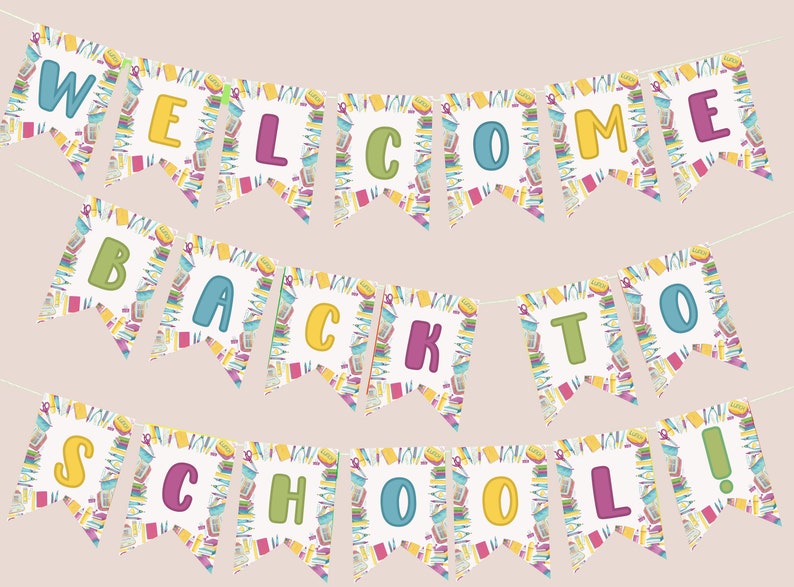 Back to School Banner Flags Welcome Back to School Classroom Decoration ...
