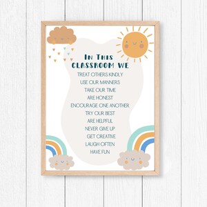 Educational Posters Boho Classroom Decor Rules Poster Homeschool Prints ...