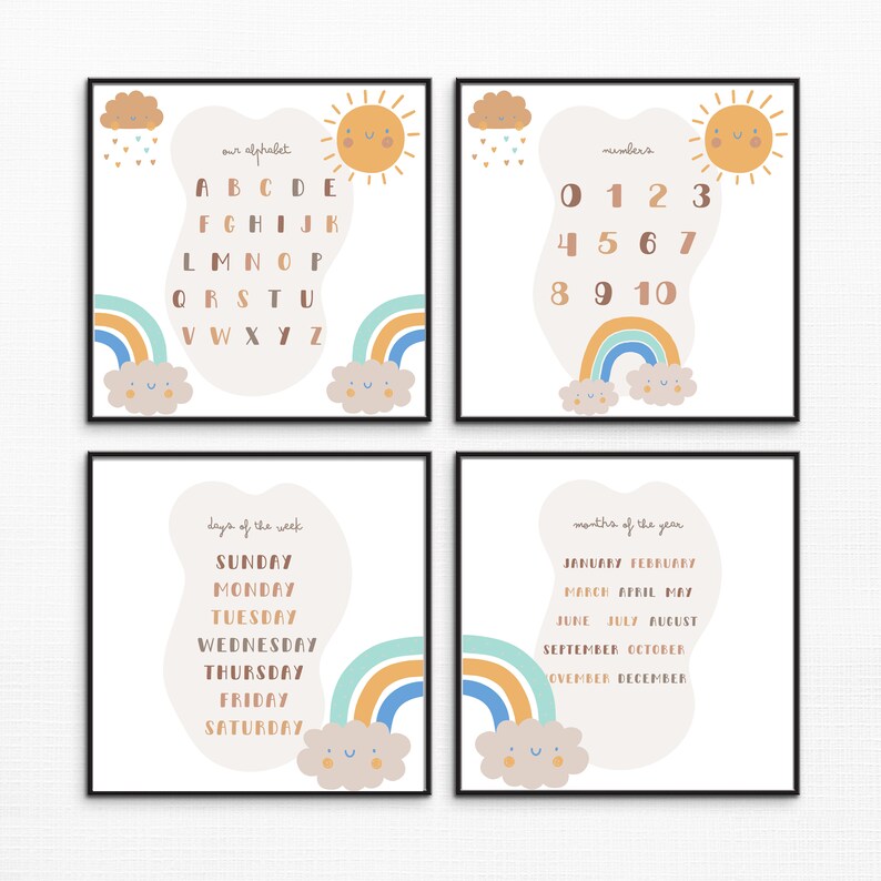 Educational Posters Boho Classroom Decor Rules Poster Homeschool Prints ...