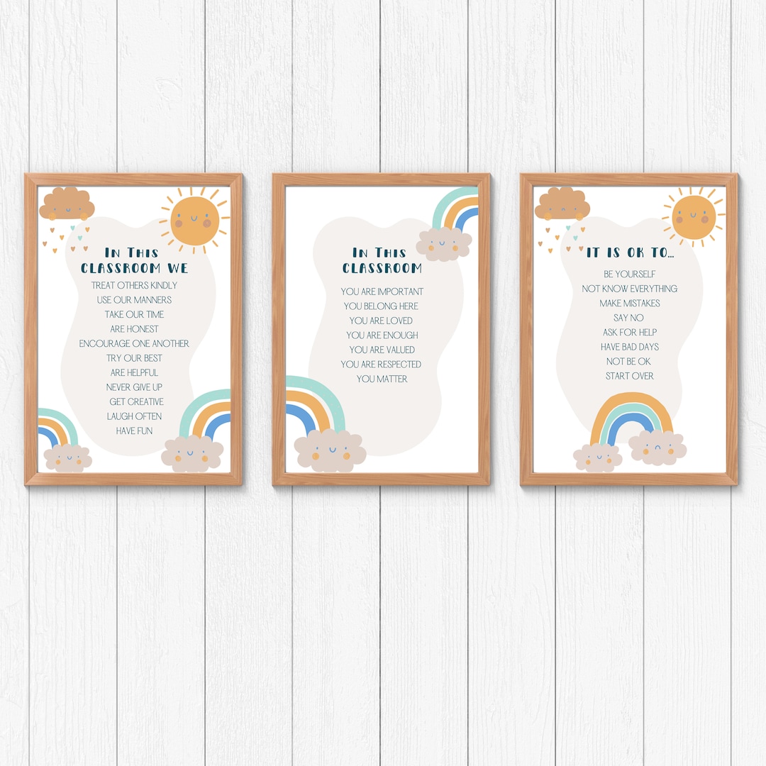 Educational Posters Boho Classroom Decor Rules Poster Homeschool Prints ...