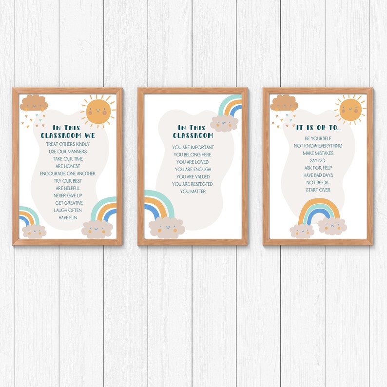 Educational Posters Boho Classroom Decor Rules Poster - Etsy
