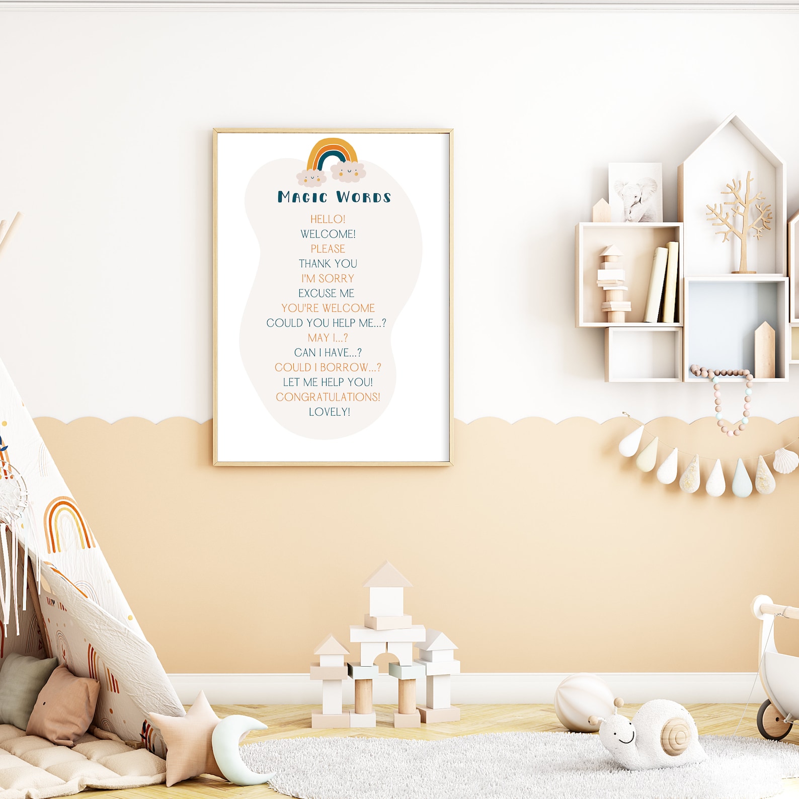 Educational Posters Boho Classroom Decor Magic Words Poster Homeschool ...