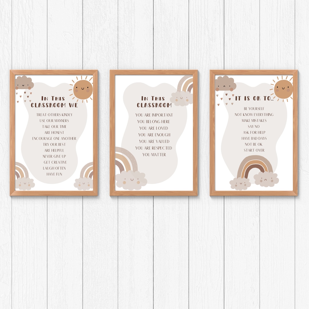 Educational Posters Boho Classroom Decor Rules Poster - Etsy