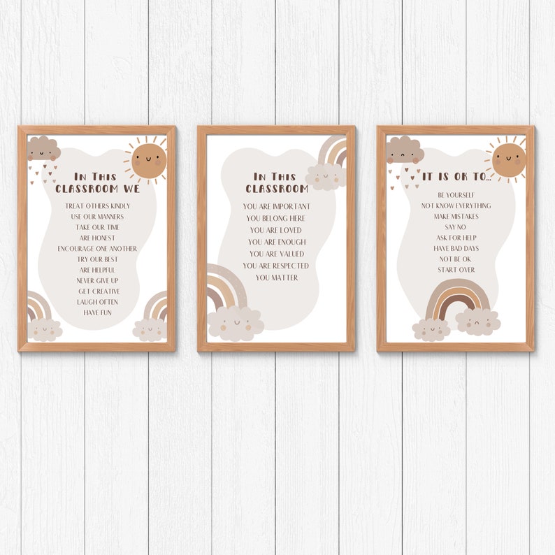 Educational Posters Boho Classroom Decor Rules Poster - Etsy