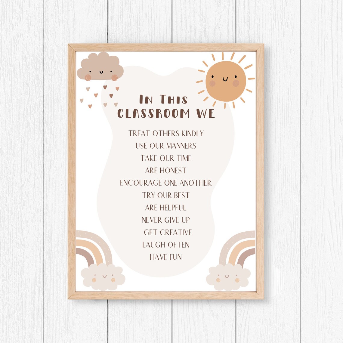 Educational Posters Boho Classroom Decor Rules Poster Homeschool Prints ...