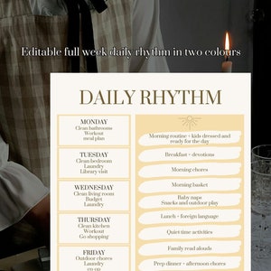 Daily Rhythm Full Week, Homeschool Schedule and Weekly Organizer ...