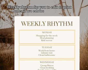 Daily Rhythm, Homeschool Schedule and Weekly Organizer Customizable or ...