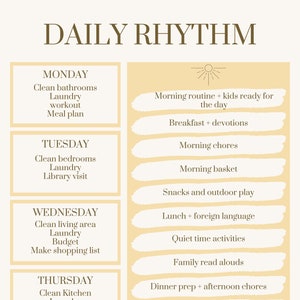 Daily Rhythm, Homeschool Schedule and Weekly Organizer | Customizable ...