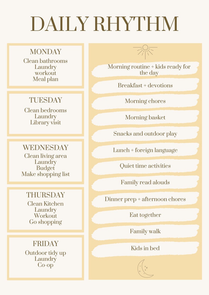 Daily Rhythm, Homeschool Schedule and Weekly Organizer | Customizable ...