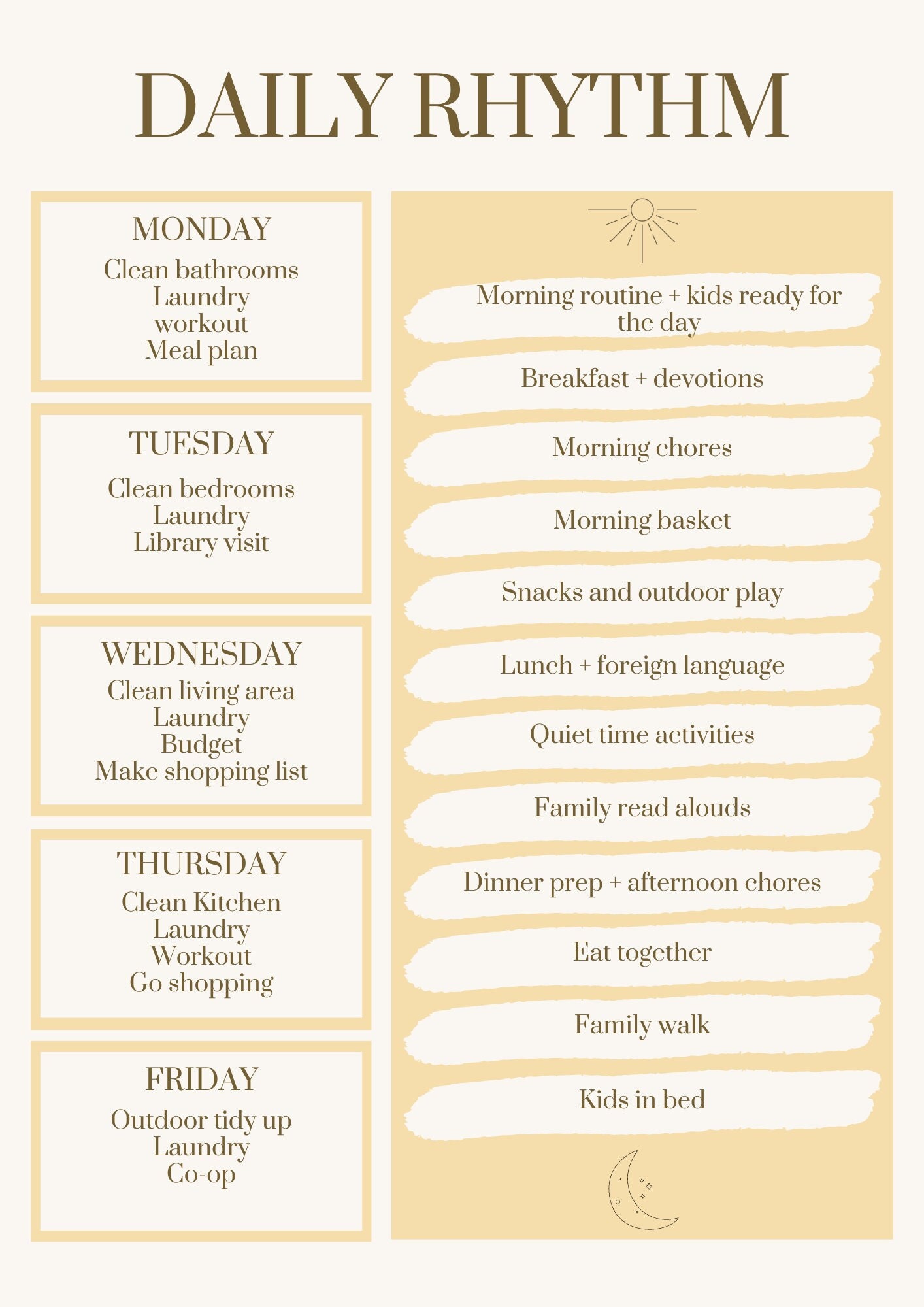 Daily Rhythm, Homeschool Schedule and Weekly Organizer | Customizable ...