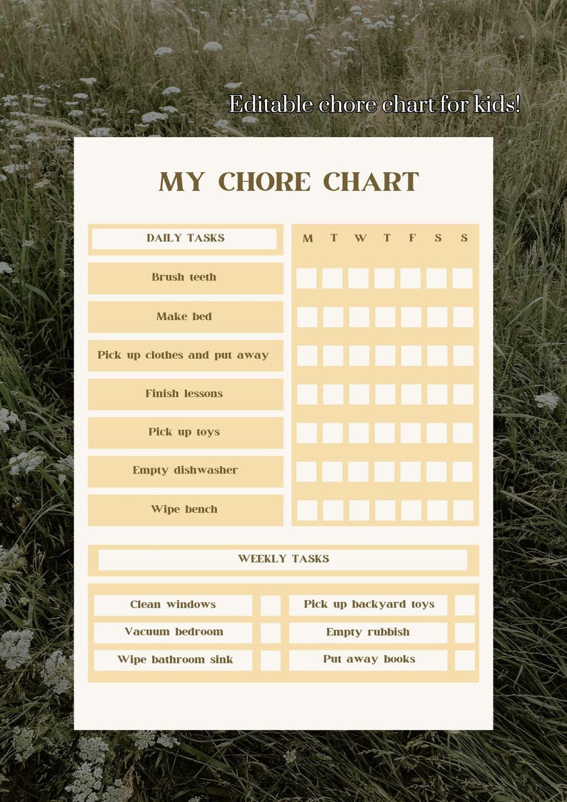 Kids Chore Charts - Etsy