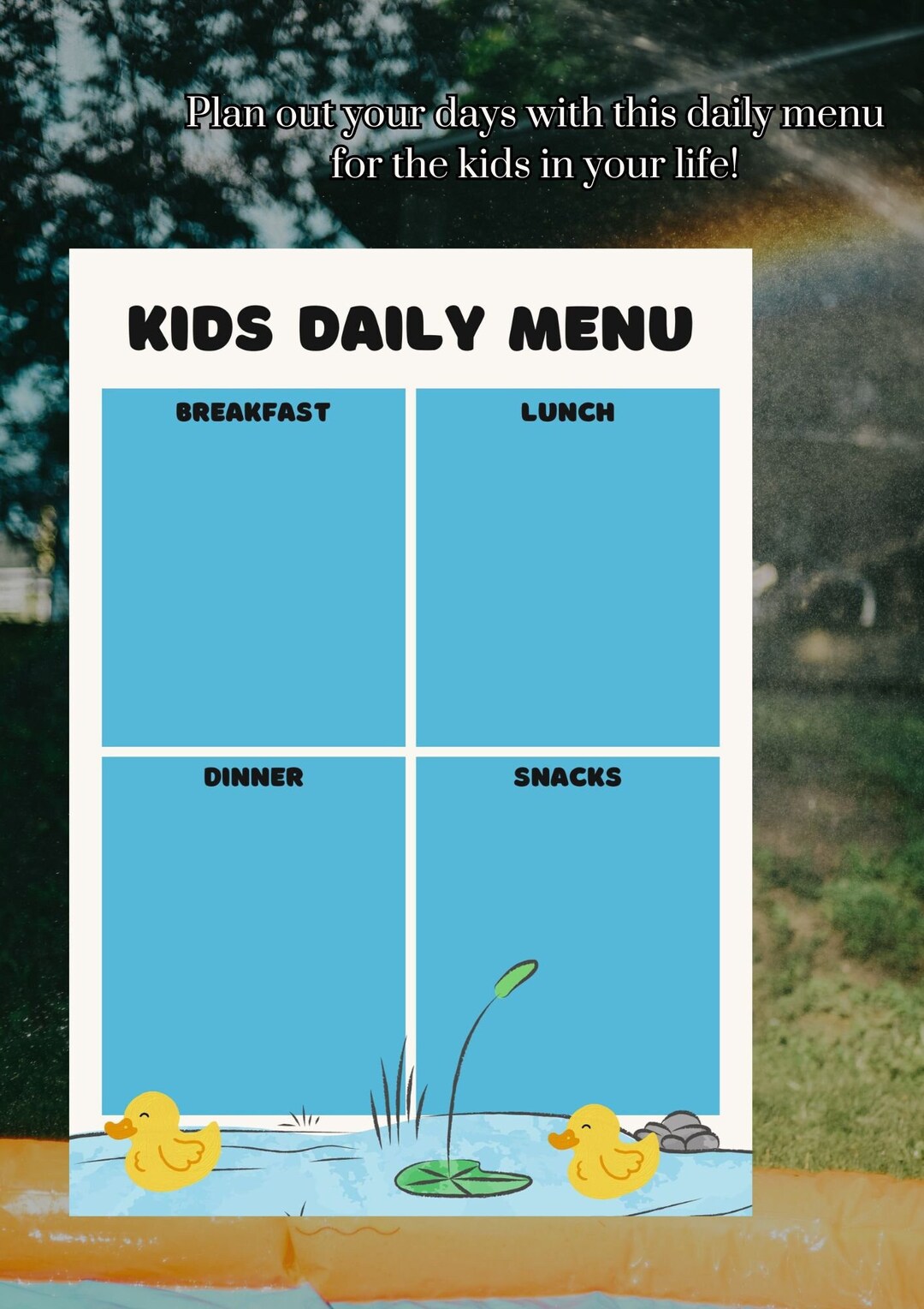 Kids Daily Menu Planner | Cute Ducks - Etsy