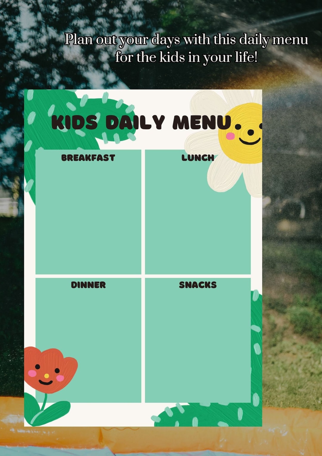 Kids Daily Menu Planner | Plants - Etsy