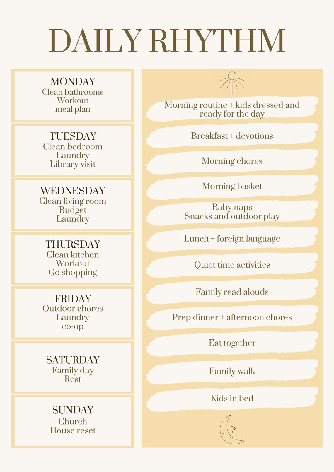 Daily Rhythm Full Week, Homeschool Schedule and Weekly Organizer ...