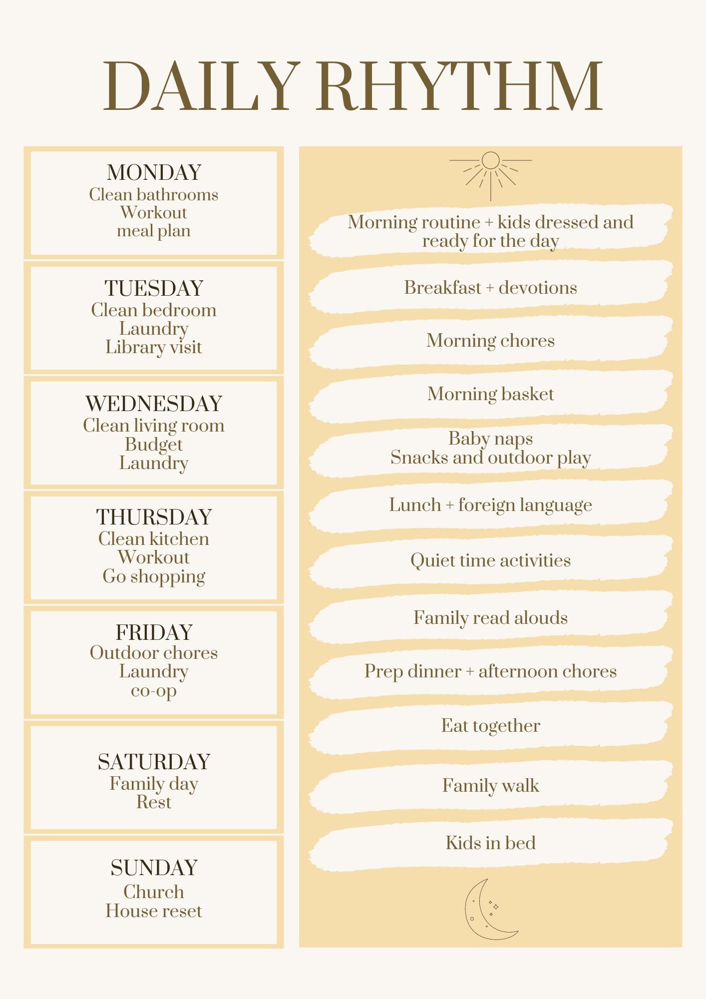 Daily Rhythm Full Week, Homeschool Schedule and Weekly Organizer ...