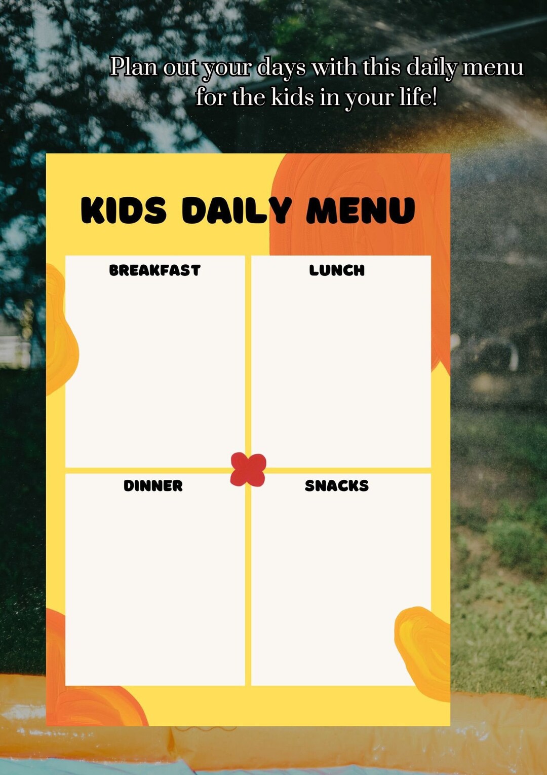 Kids Daily Menu Planner | Shapes - Etsy