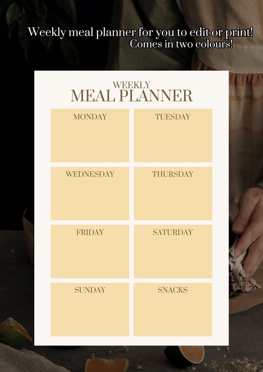 Weekly Menu Planner | Editable and Printable - Etsy
