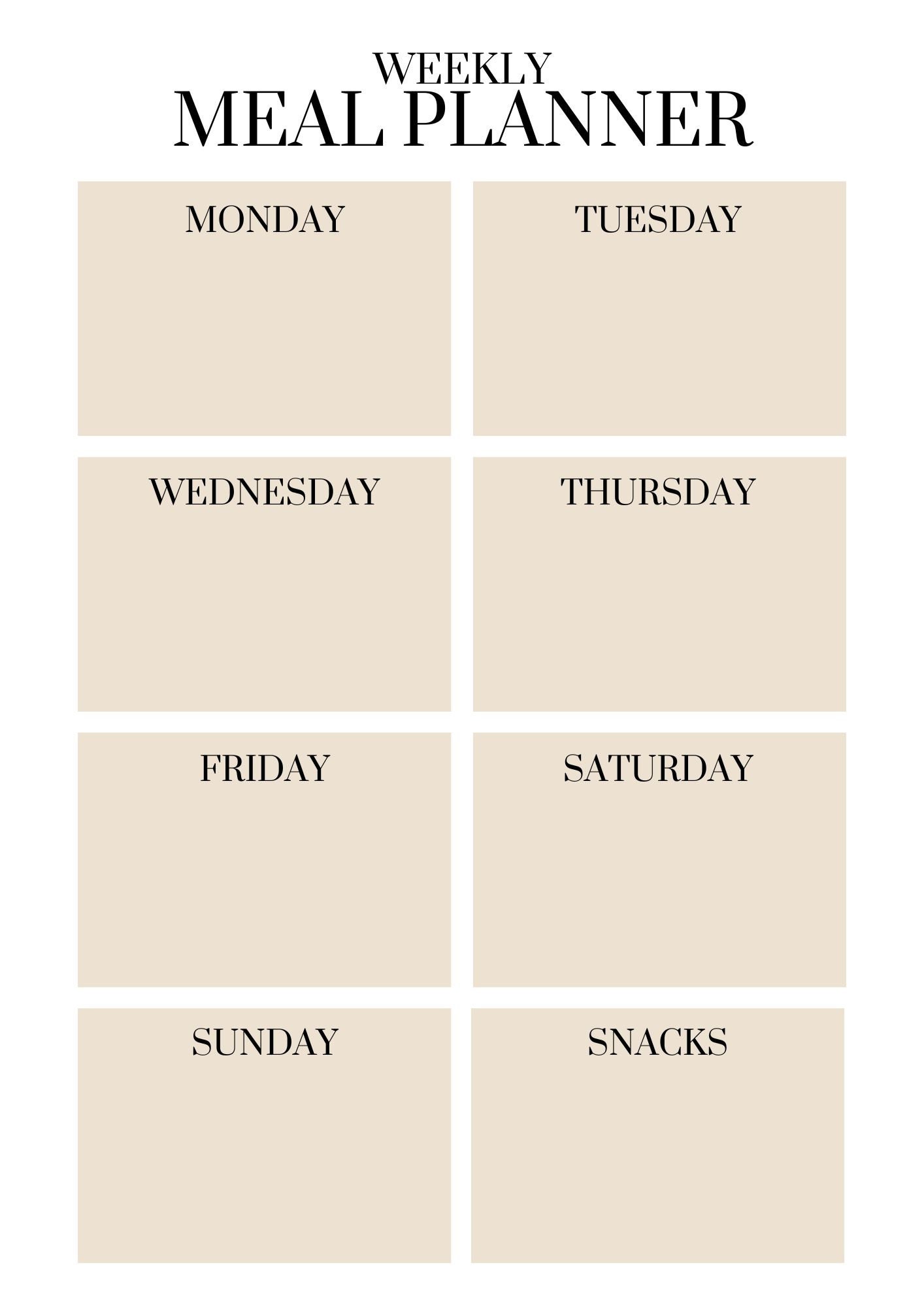 Weekly Menu Planner | Editable and Printable - Etsy