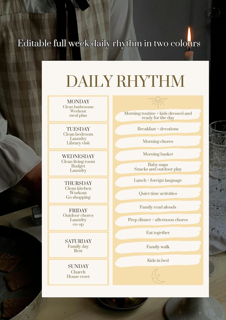Daily Rhythm Full Week, Homeschool Schedule and Weekly Organizer ...
