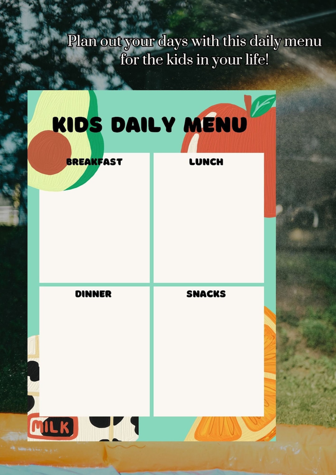 Kids Daily Menu Planner | Cute Food - Etsy