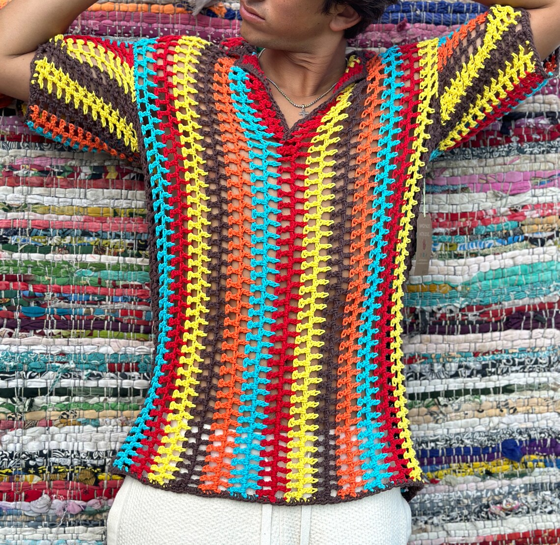 After Surf Crochet Polo Shirt, Unisex Shirt, Crochet Overshirt, Crochet ...