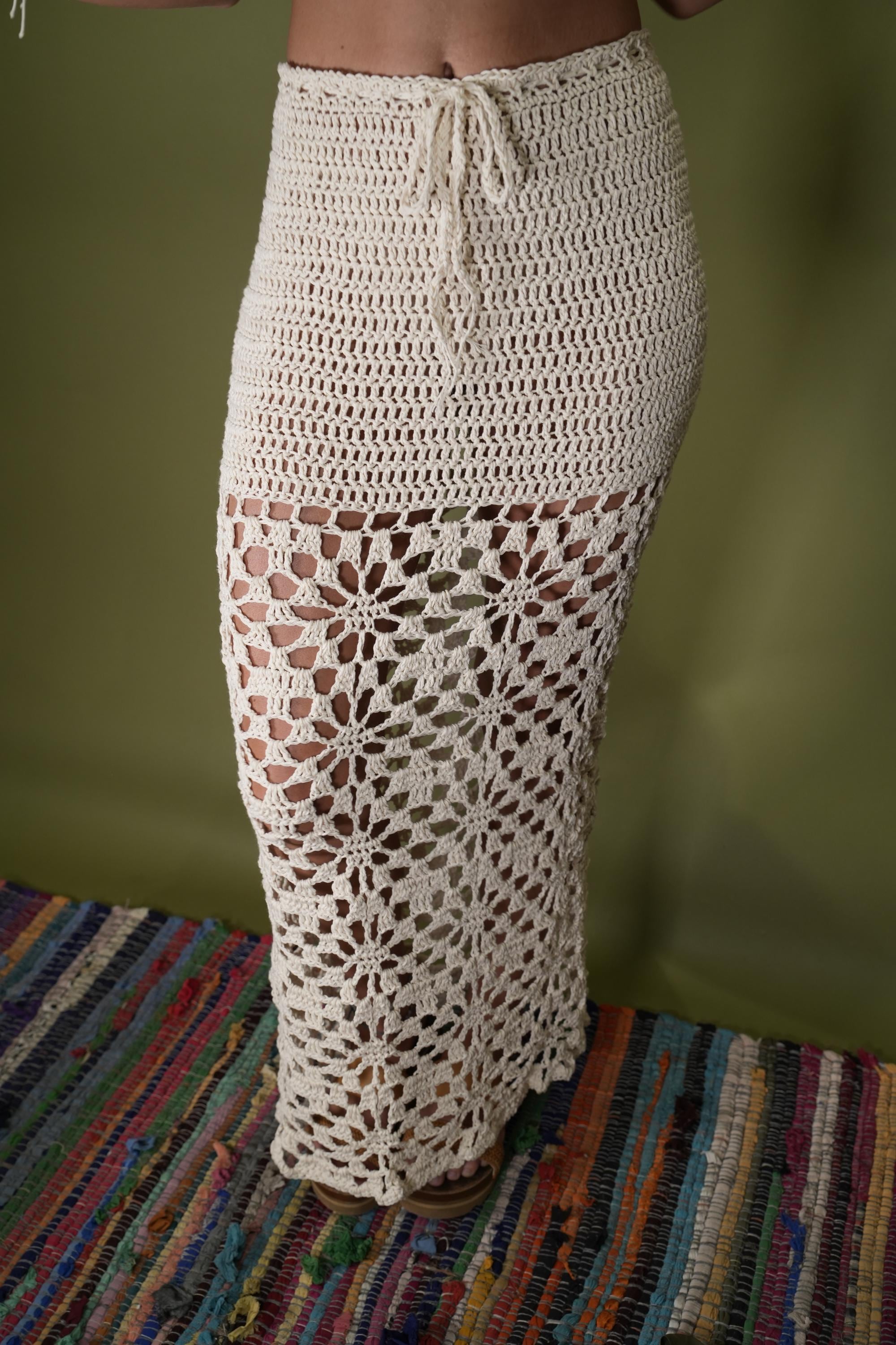 The Sarah Crochet Long Skirt, Handmade Crochet Skirt, Crochet Maxi ...