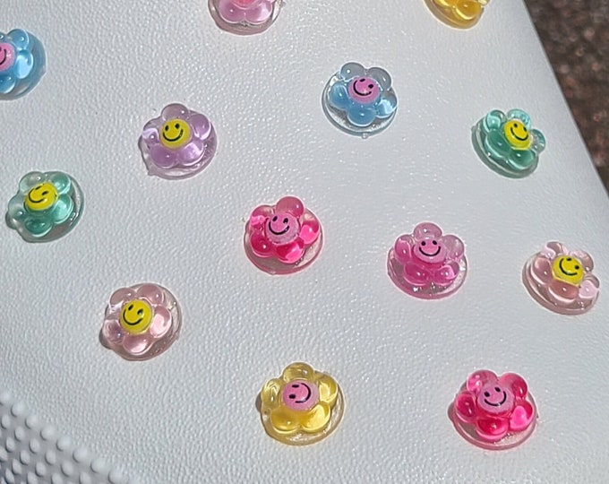 ONE Tiny Smiley Face Happy Flower Shoe Charm / Handmade / Floral ...
