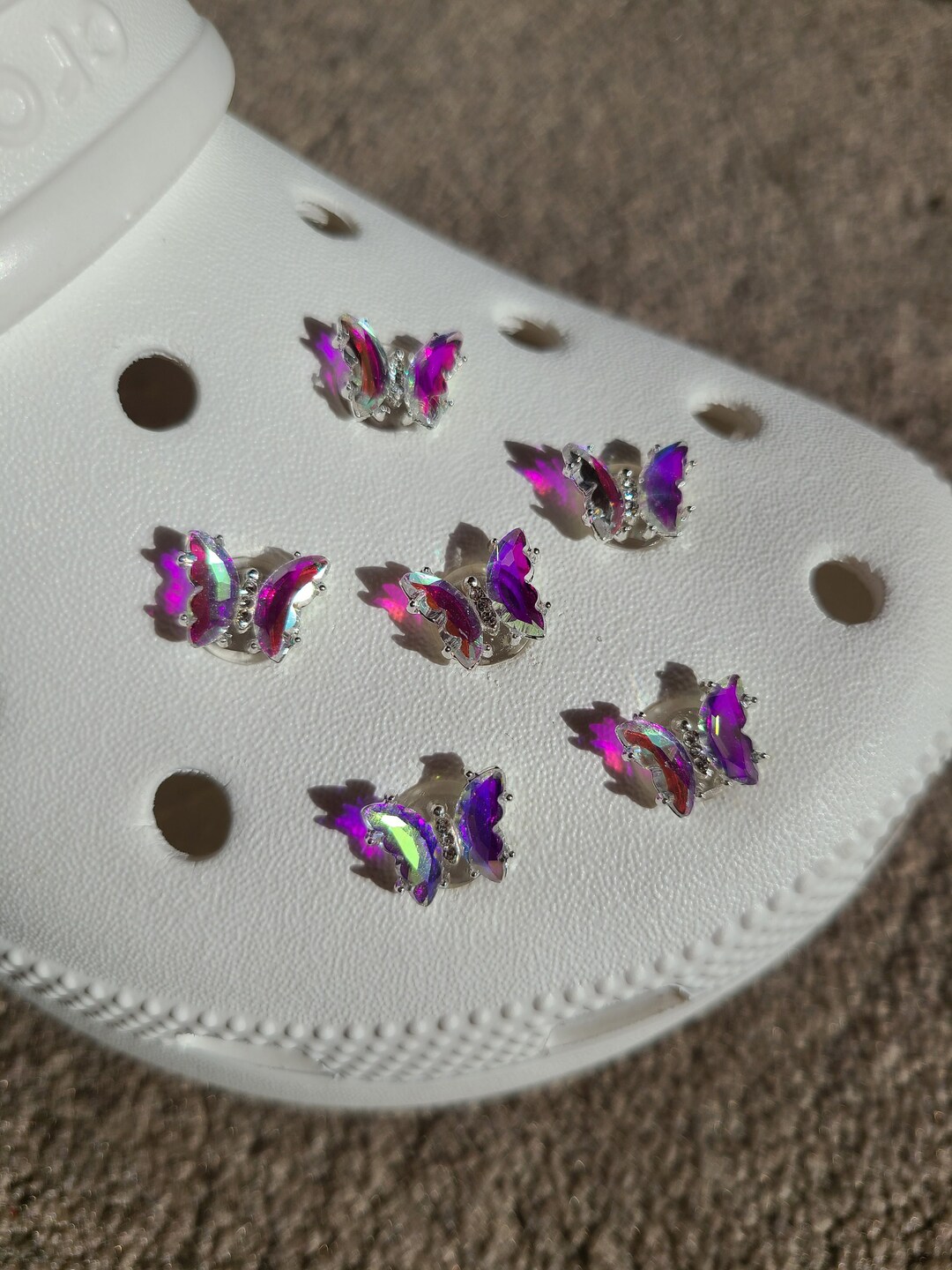 ONE Petite Chrome Iridescent Butterfly Gem Croc Shoe Charm - Etsy