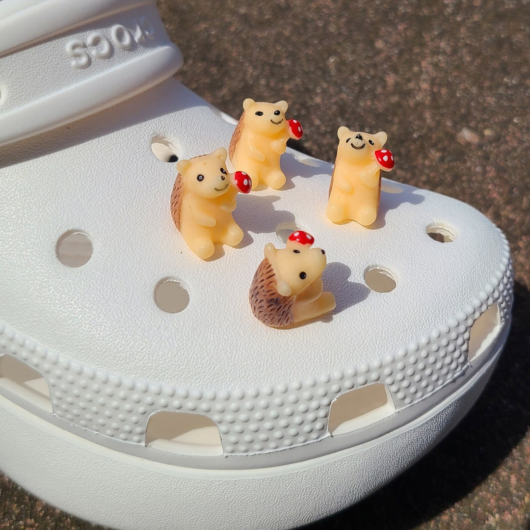 ONE Happy Hedgehog Holding Mushroom Croc Shoe Charm Jibbit / - Etsy