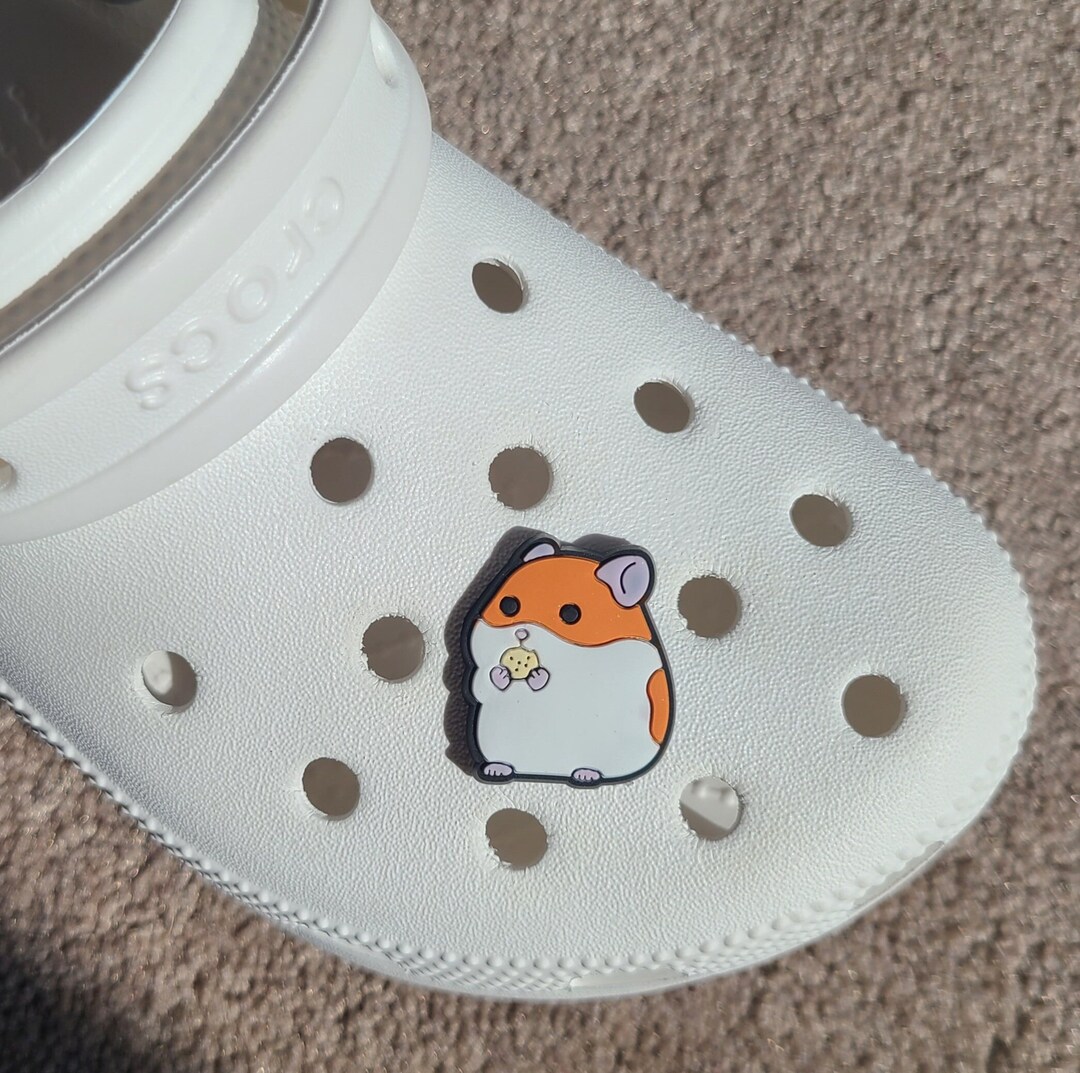 ONE Orange White Hamster Eating Cracker Shoe Charm / Orange / Animal ...