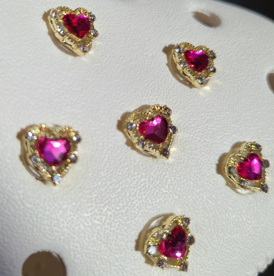 ONE Petite Pink Victorian Heart Gold Trim Shoe Charm / Cute / Handmade ...