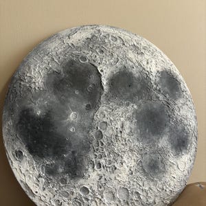 Textured Full Moon Painting: Modern Celestial Wall Art on Wood - Etsy