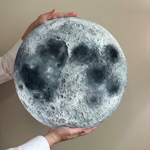 Textured Full Moon Painting: Modern Celestial Wall Art on Wood - Etsy