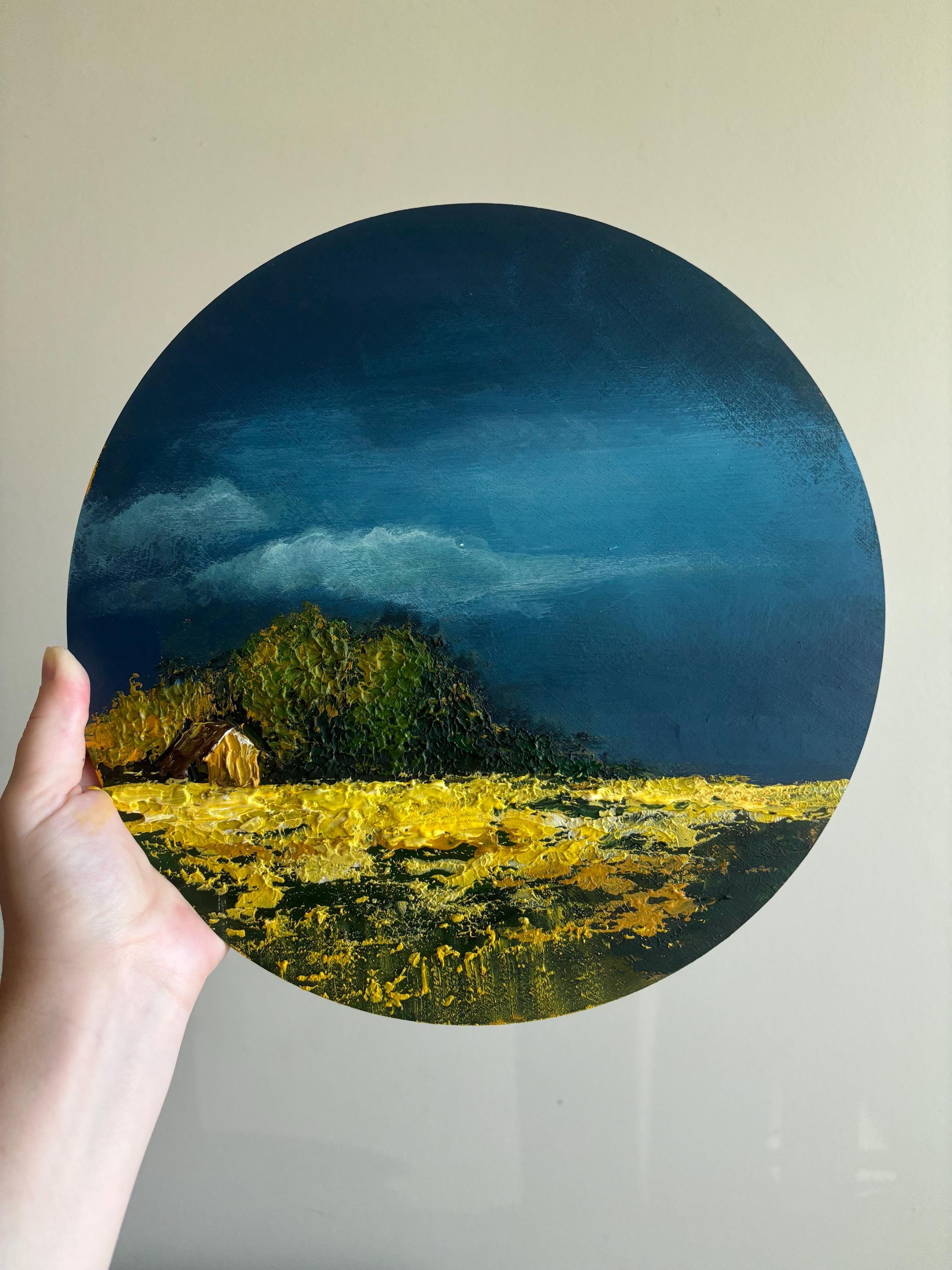 Round Painting Texture Painting Landscape Texture Painting 3d Picture ...