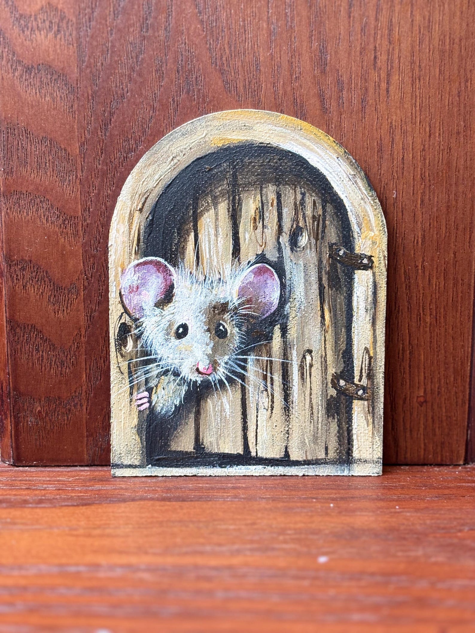 Small Painting of a Mouse Wall Decor Mouse House Bookshelf Decor Gift ...