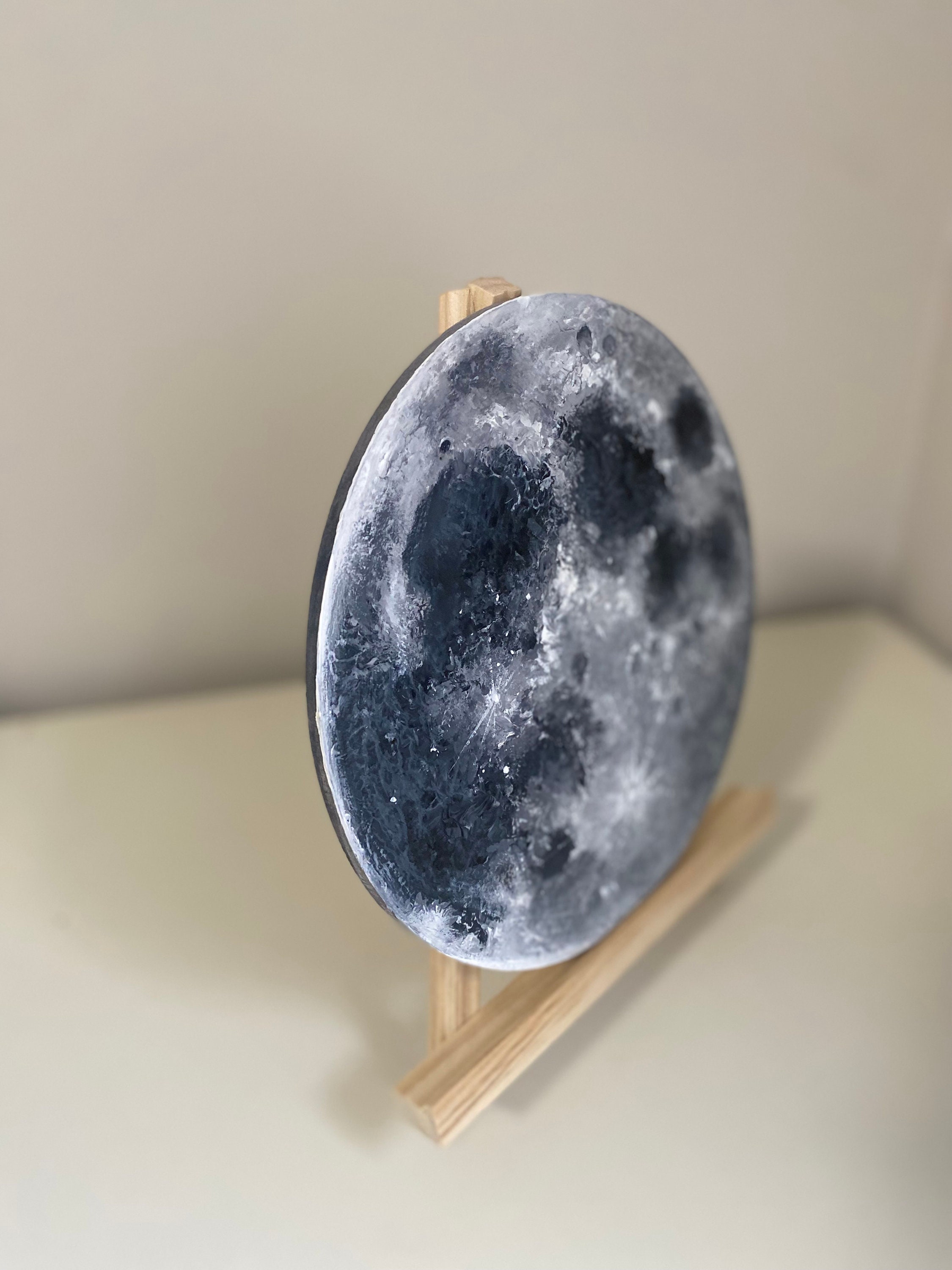 Moon Painting Gift for Friend Textured Moon Painting Full Moon Art ...