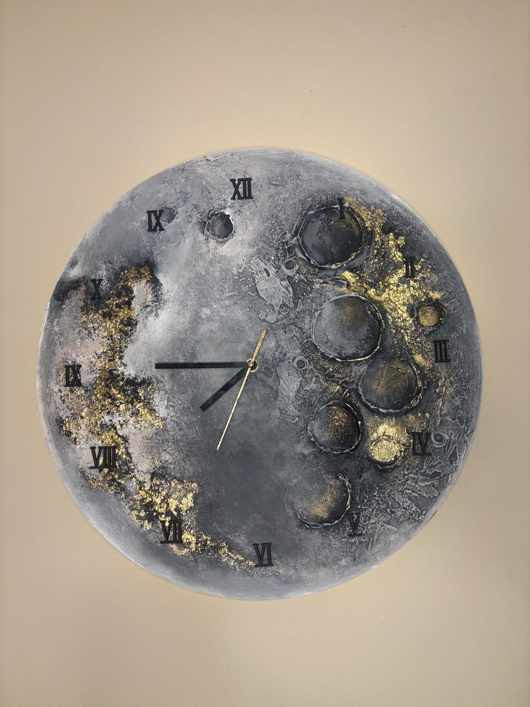 Wall Clock With Backlight on the Remote Control Moon Clock Wall Decor ...