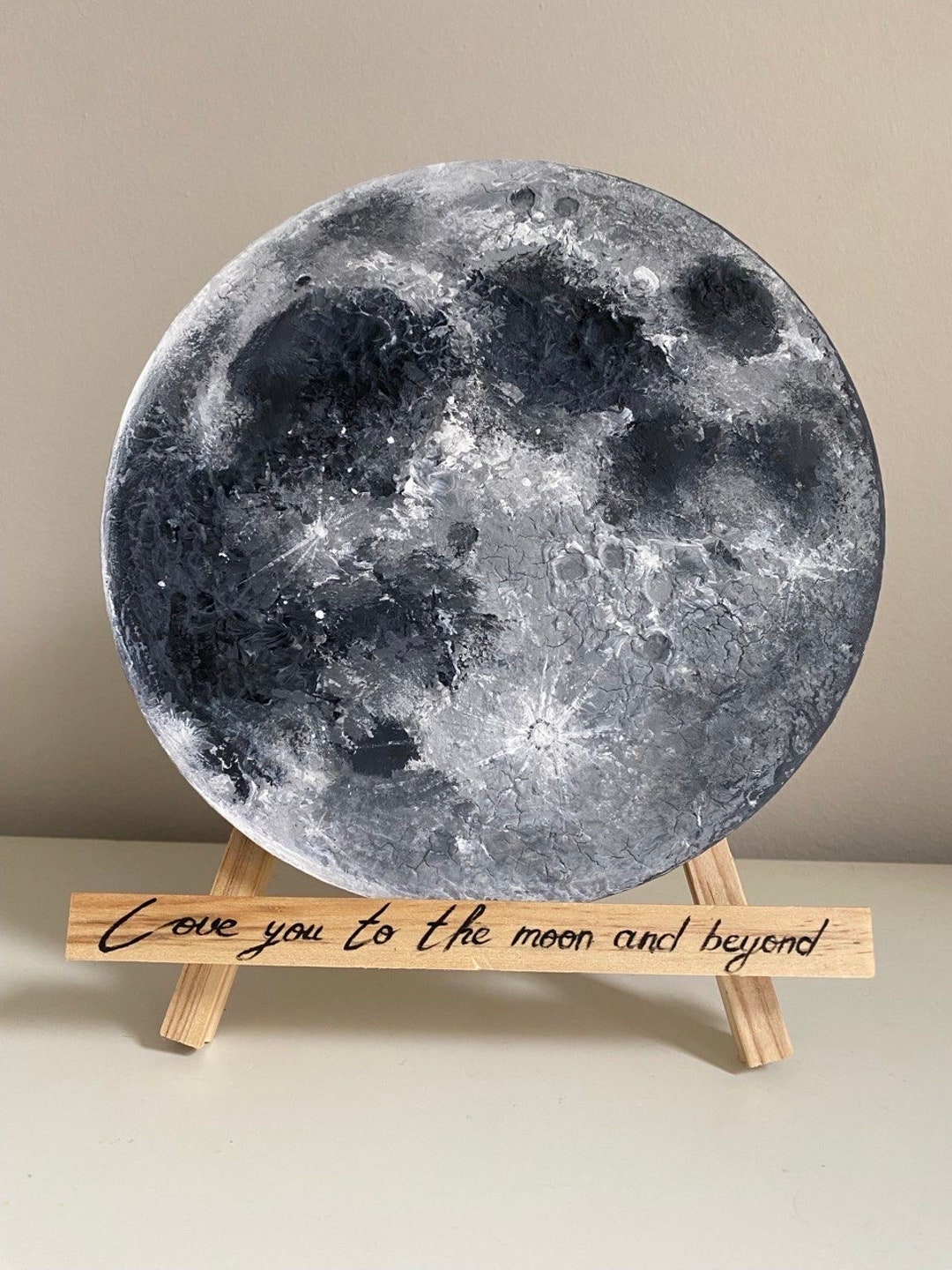 Moon Painting Gift for Friend Textured Moon Painting Full Moon Art ...