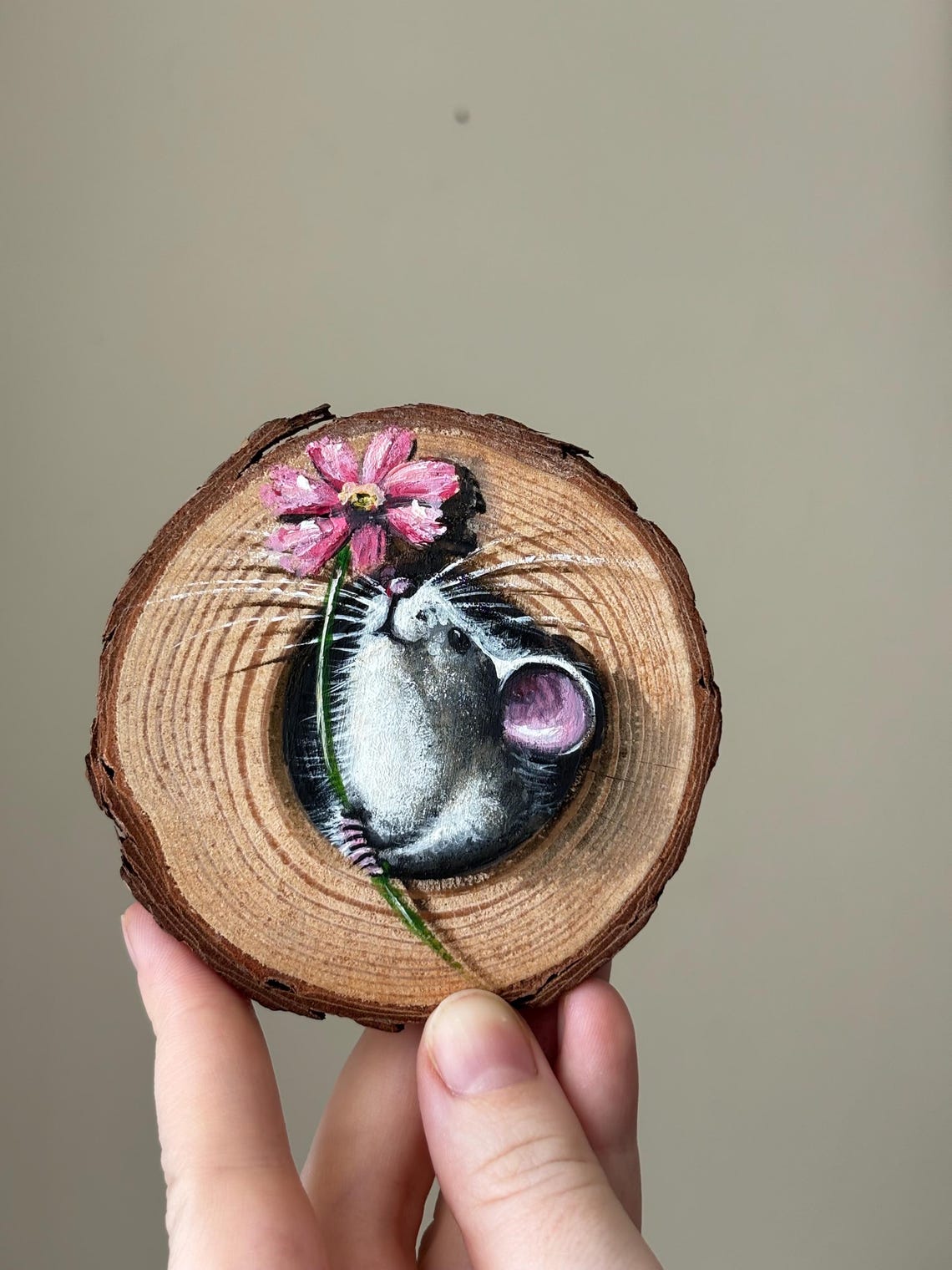 Miniature Mouse Painting: Handmade Acrylic Desk Decor (3x3) - Etsy