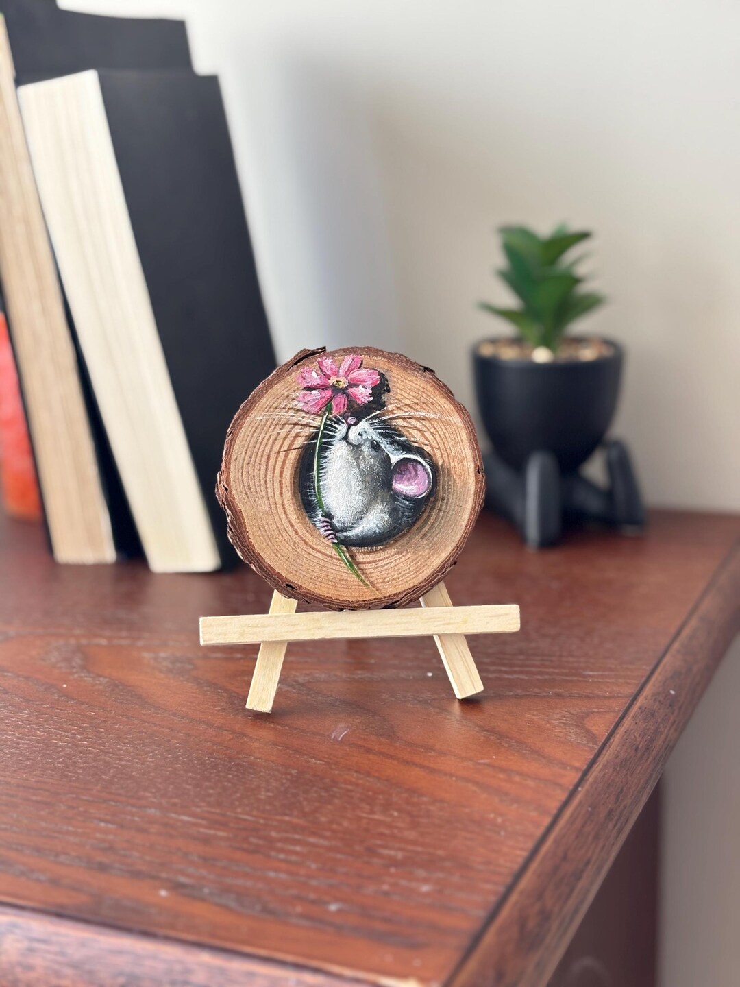 Miniature Mouse Painting: Handmade Acrylic Desk Decor (3x3) - Etsy