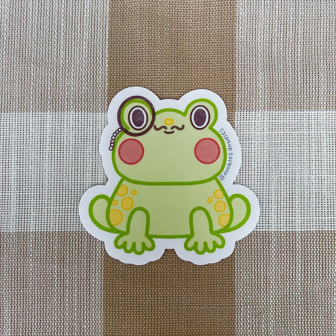 Cute Monocle Frog Vinyl Sticker Die Cut Sticker, Kawaii Stickers Laptop ...