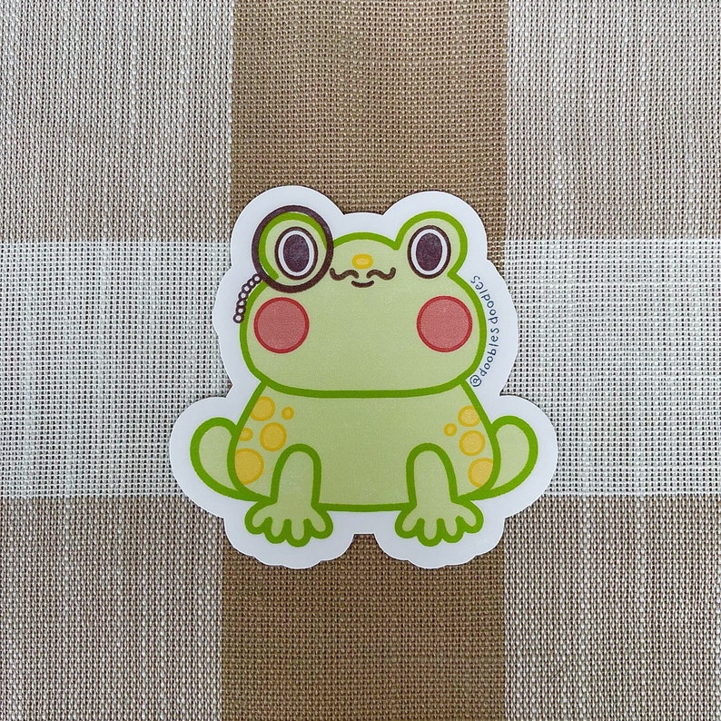 Cute Monocle Frog Vinyl Sticker Die Cut Sticker, Kawaii Stickers Laptop ...