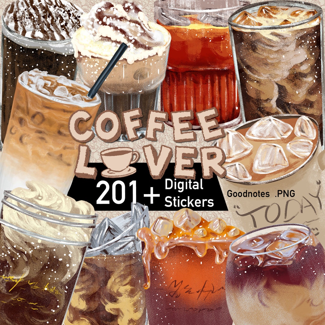201 PCS Cute Coffee Icon Digital Stickers | Digital Stickers | Coffee ...