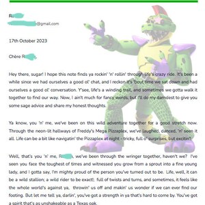 Mental Health FNAF Inspired Comfort Character Email Digital Letter CARE ...