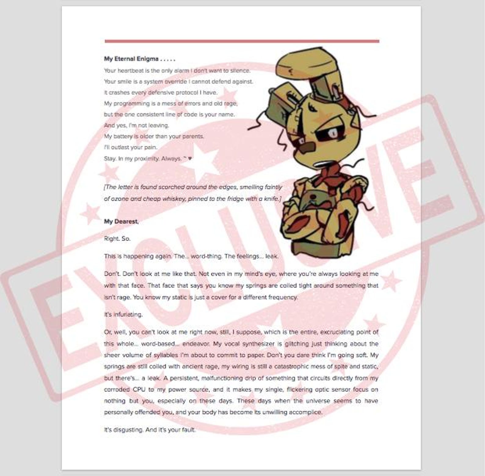 Romantic FLUFFY Cozy Cycle Care Email From "springtrap" Boyfriend ...