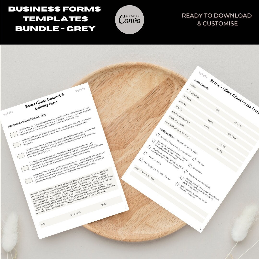 Business Form Intake Consent Treatment Care Templates Beauty Cosmetic ...