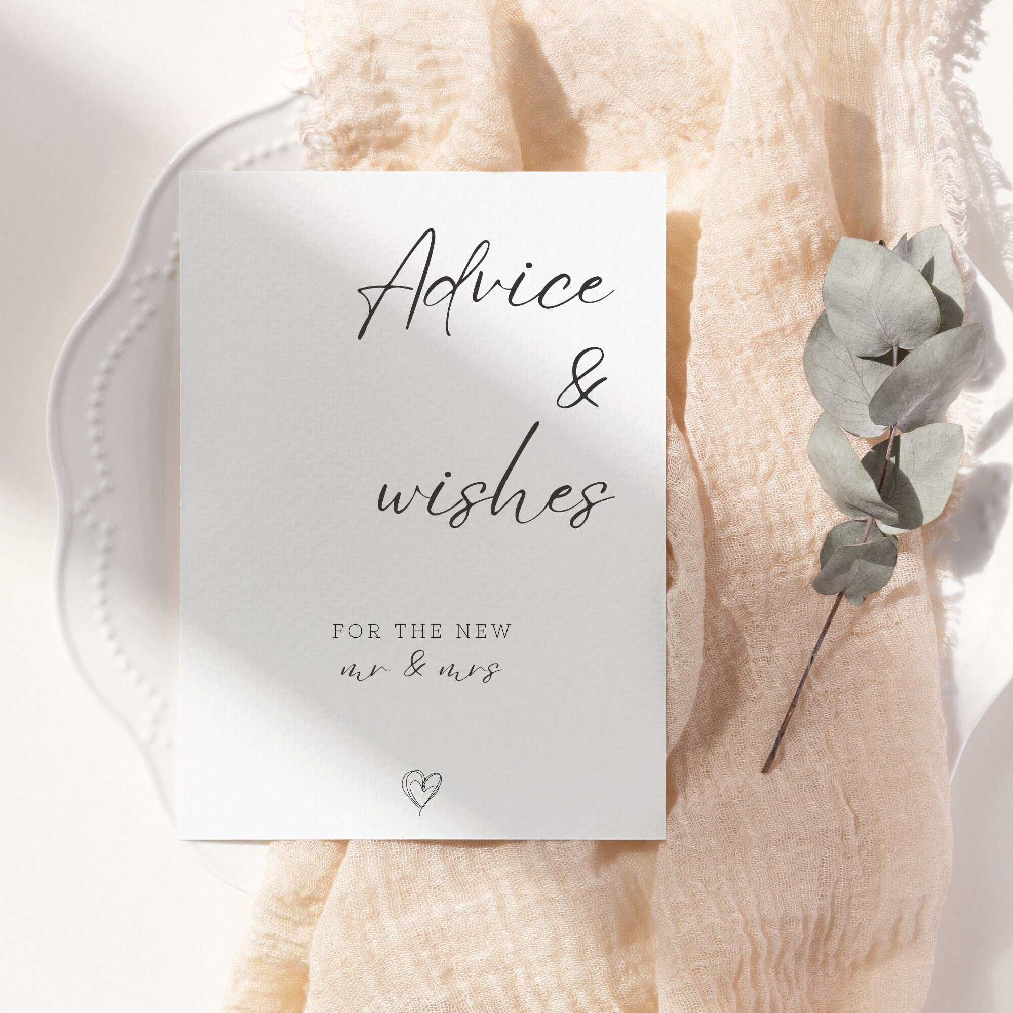 Minimalist Advice and Wishes for the Bride and Groom Sign, Advice Sign ...