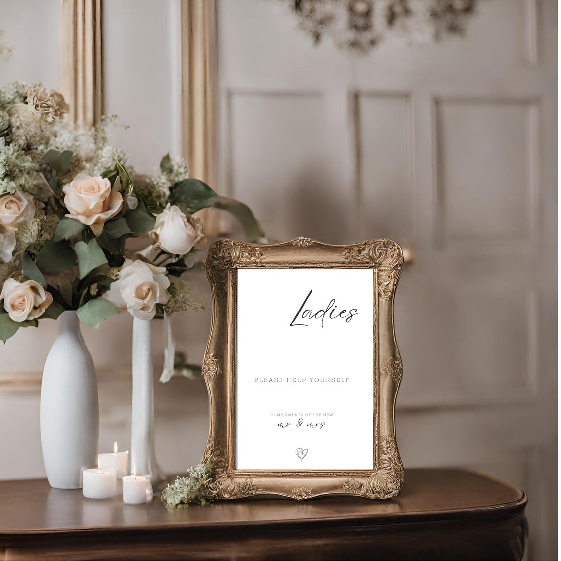 Minimalist Ladies Bathroom Sign Template: Modern Wedding Decor (digital ...