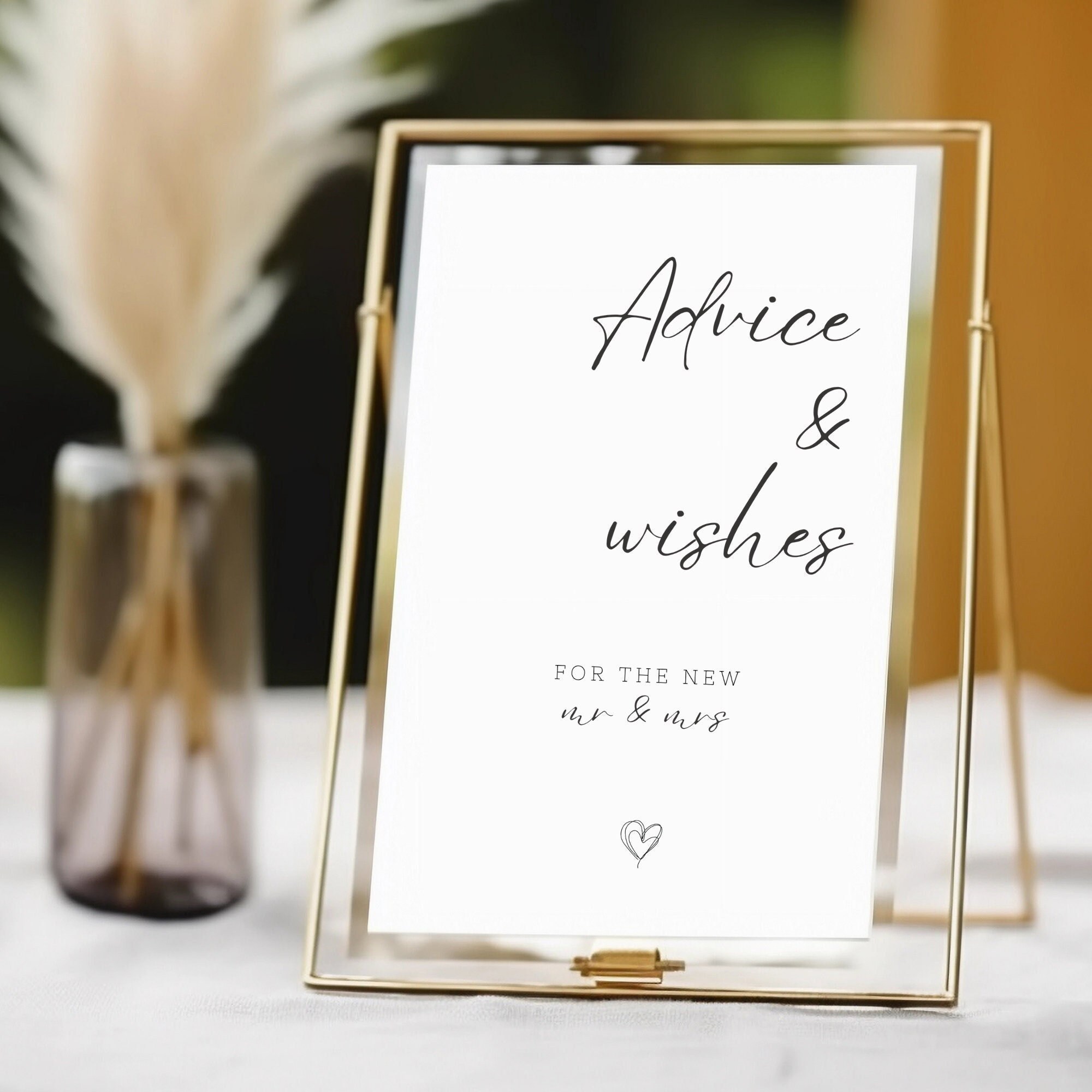 Minimalist Advice and Wishes for the Bride and Groom Sign, Advice Sign ...